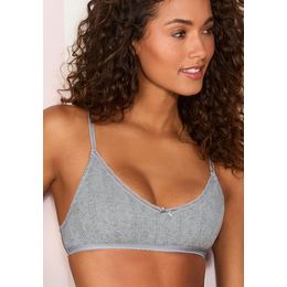 Vivance Bralette grau Gr. 44/46 f&uuml;r Damen. Mit Spitze, Schleife. Ohne B&uuml;gel. K&ouml;rpernah. Nachhaltig.