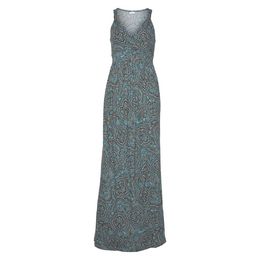 Lascana Maxikleid 'mit verstellbarem Ausschnitt und gesmokter Taille, Jerseykleid' mehrfarbig Gr. 36 f&uuml;r Damen. V-Ausschnitt und Allover-Druck. 