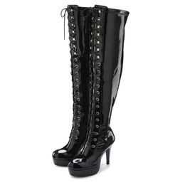 LASCANA Belle Affaire Overkneestiefel 'High-Heel-Stiefelette zum Schn&uuml;ren' schwarz Gr. 39 f&uuml;r Damen