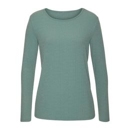 Vivance Langarmshirt 'mit modischer Rippstruktur' eucalyptus Gr. 32/34 f&uuml;r Damen. Mit Rundhals. Figurumspielend. Nachhaltig.