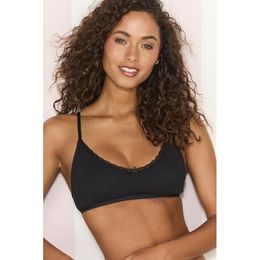 Vivance Bralette schwarz Gr. 32/34 f&uuml;r Damen. Mit Spitze, Schleife. Ohne B&uuml;gel. K&ouml;rpernah. Nachhaltig.