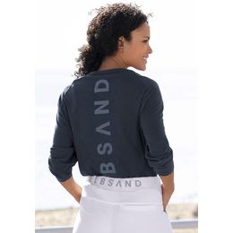 ELBSAND Longsleeve 'Tinna' blau Gr. S (36) f&uuml;r Damen. Rundhals und Logodruck. Figurumspielend. Nachhaltig.