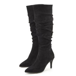 Lascana Rei&szlig;verschlussstiefel 'Langschaft, High-Heel Stiefelette, Slouchy Boots, Stiefel,' schwarz Gr. 37 f&uuml;r Damen