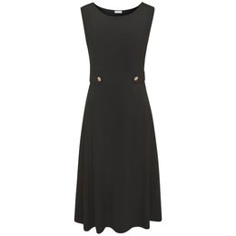 Lascana Midikleid 'mit dekorativen Riegeln und goldenen Zierkn&ouml;pfen, b&uuml;gelfreie Qualit&auml;t' schwarz Gr. 34 f&uuml;r Damen. Rundhals und Zierkn&ouml;pfe. 