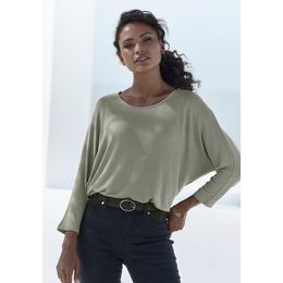Lascana 3/4-Arm-Shirt 'aus leichter Feinstrickqualit&auml;t' beige Gr. 36/38 f&uuml;r Damen. Mit Rundhals. L&auml;ssig Geschnitten. Nachhaltig.
