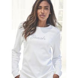 BENCH. LOUNGEWEAR Sweatshirt braun Gr. 36/38 f&uuml;r Damen. Rundhals und Logostickerei. Basic Schmal. Nachhaltig.