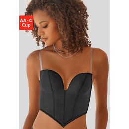 VIVANCE Corsage ', Push-up-BH, BH mit transparenten Tr&auml;gern' schwarz Gr. 90 Cup A f&uuml;r Damen. Figurbetont