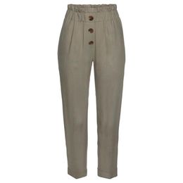 Lascana Paperbag-Hose 'f&uuml;r den Sommer aus luftig-leichtem Stoff' gr&uuml;n Gr. 40 f&uuml;r Damen. Mit Kunststoffkn&ouml;pfe. Figurumspielend. Nachhaltig.