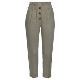 Lascana Paperbag-Hose 'f&uuml;r den Sommer aus luftig-leichtem Stoff' gr&uuml;n Gr. 44 f&uuml;r Damen. Mit Kunststoffkn&ouml;pfe. Figurumspielend. Nachhaltig.