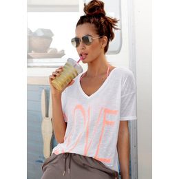 Vivance V-Shirt mehrfarbig Gr. 52/54 f&uuml;r Damen. V-Ausschnitt und Druck. Figurumspielend