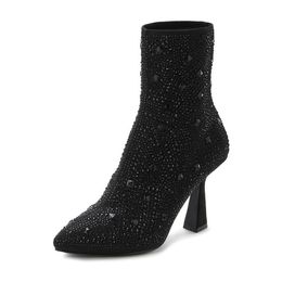 Lascana High-Heel-Stiefelette 'Sock Boot, Schlupf-Stiefel, Ankle Boots,' schwarz Gr. 44 f&uuml;r Damen. Mit Glitzersteine, Schmucksteine