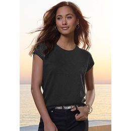 Lascana Rundhalsshirt 'mit funkelnden Pailetten' schwarz Gr. 36/38 f&uuml;r Damen. Rundhals und Pailletten. Bequem. Nachhaltig.