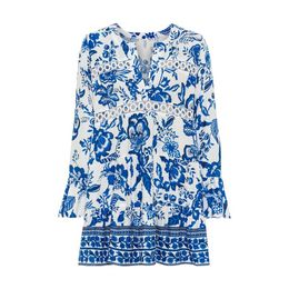 Lascana Longbluse mehrfarbig Gr. 40/42 f&uuml;r Damen. V-Ausschnitt und Spitzenb&auml;nder. Figurumspielend. Nachhaltig.
