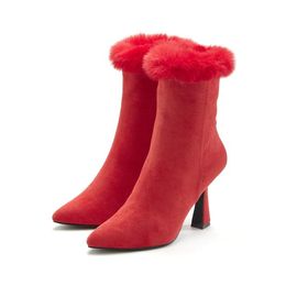 LASCANA Belle Affaire High-Heel-Stiefelette 'Ankleboots mit Rei&szlig;verschluss,' rot Gr. 42 f&uuml;r Damen
