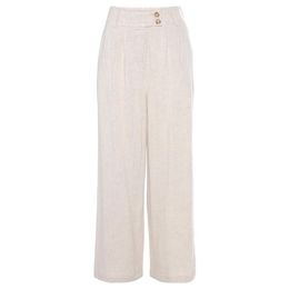 Lascana Bundfaltenhose 'aus leichtem Leinenmix mit weitem, luftigem Bein' beige Gr. 40 f&uuml;r Damen. Figurumspielend