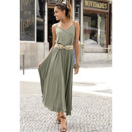 Buffalo Maxikleid beige Gr. 36 f&uuml;r Damen. Mit V-Ausschnitt. Figurumspielend