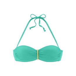 Venice Beach B&uuml;gel-Bandeau-Bikini-Top 'Anna' gr&uuml;n Gr. 42 Cup B. Mit Flechtdetails. Mit B&uuml;gel Und Mit Seitlichen St&auml;bchen