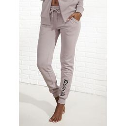 BENCH. LOUNGEWEAR Sweatpants pink Gr. 32/34 f&uuml;r Damen. Mit Logodruck, Bindeband, Logostickerei. Bequem. Nachhaltig.