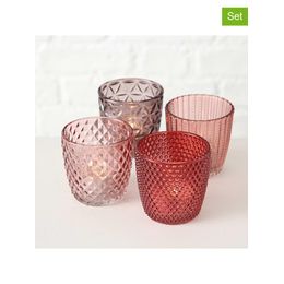 Boltze 4er-Set: Windlichter "Marilu" in Rosa/ Pink/ Lila - (H)7,5 x &Oslash; 7,5 cm - 16% | Kerzen-vasen