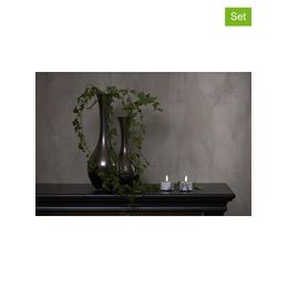 BEST SEASON 2er-Set: LED-Teelichter "Flame Marble" in Grau - (H)6 x &Oslash; 5,5 cm - 12% | Kerzen-vasen