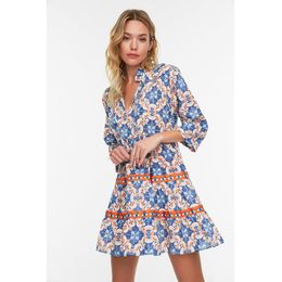 Trendyol Kleid in Blau/ Orange - 55% | Gr&ouml;&szlig;e 34 | Damen-kleider