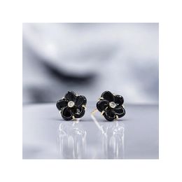 DIAMOND & CO Gold-Ohrstecker "Fleur noir" mit Diamanten - 79% | Schmuck