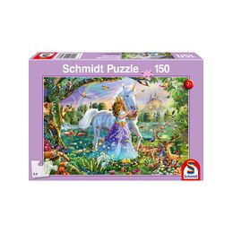 Schmidt Spiele 150tlg. Puzzle "Prinzessin mit Einhorn und Schloss" - ab 7 Jahren - 38% | Gesellschaftsspiele