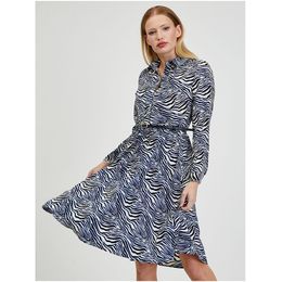 ORSAY Kleid in Wei&szlig;/ Schwarz/ Blau - 58% | Gr&ouml;&szlig;e 38 | Damen-kleider