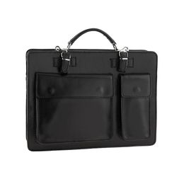 ORE10 Leder-Businesstasche "Bologna" in Schwarz - (B)38 x (H)29 x (T)11 cm - 77% | Herrentaschen