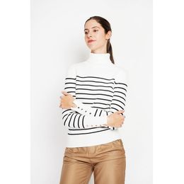 ASSUILI Rollkragenpullover in Wei&szlig;/ Schwarz - 68% | Gr&ouml;&szlig;e 36 | Damen-pullover-cardigans