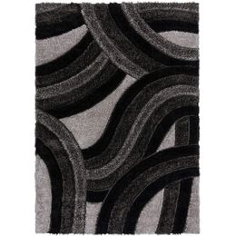 Flair Rugs Teppich in Hellgrau/ Schwarz - 55% | Gr&ouml;&szlig;e 80x150 cm |