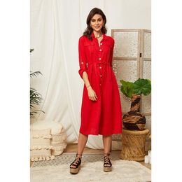 Lin Passion Leinen-Kleid in Rot - 77% | Gr&ouml;&szlig;e 38/40 | Damen-kleider