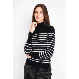 ASSUILI Rollkragenpullover in Schwarz/ Wei&szlig; - 70% | Gr&ouml;&szlig;e 40 | Damen-pullover-cardigans