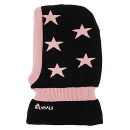 HULABALU Sturmhaube "Stars" in Schwarz/Rosa - 64% | Gr&ouml;&szlig;e 98-110 | Baby-muetzen