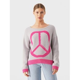 miss goodlife Pullover "Peace" in Grau/ Pink - 72% | Gr&ouml;&szlig;e S | Damen-pullover-cardigans