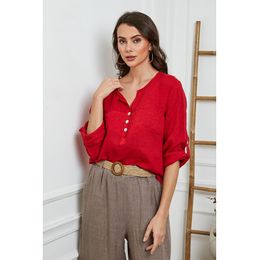 Jos&eacute;fine Leinen-Bluse in Rot - 72% | Gr&ouml;&szlig;e S | Damen-blusen