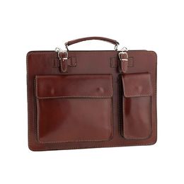 ORE10 Leder-Businesstasche "Bologna" in Braun - (B)38 x (H)29 x (T)11 cm - 75% | Herrentaschen