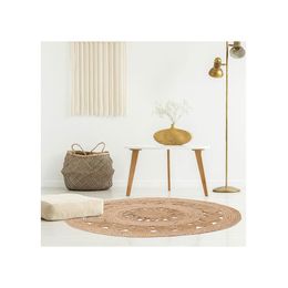 THE HOME DECO FACTORY Jute-Teppich in Hellbraun - &Oslash; 90 cm - 55% |