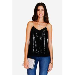 ASSUILI Paillettentop in Schwarz - 74% | Gr&ouml;&szlig;e 38 | Damen-tops