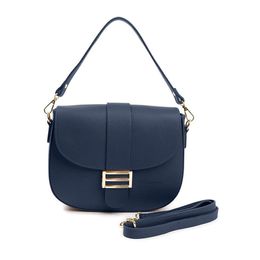 Lia Biassoni Leder-Schultertasche in Dunkelblau - (B)27 x (H)22 x (T)7 cm - 73% | Damen-taschen