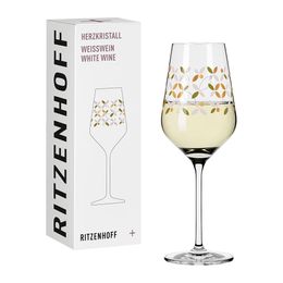 Ritzenhoff Wei&szlig;weinglas "Herzkristall" in Gr&uuml;n/ Orange - 380 ml - 52% | Gedeckter-tisch