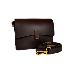 ORE10 Leder-Umh&auml;ngetasche "Lazur" in Braun - (B)22 x (H)18 x (T)7 cm - 76% | Damen-taschen