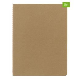 Moleskine 4er-Set: Linierte Notizb&uuml;cher in Hellbraun - (B)19 x (H)25 cm - 17% | Buero-schulbedarf