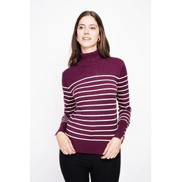 ASSUILI Rollkragenpullover in Lila/ Wei&szlig; - 69% | Gr&ouml;&szlig;e 40 | Damen-pullover-cardigans