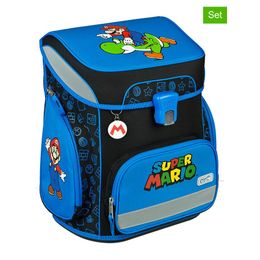 Scooli 5tlg. Schulranzen-Set "EasyFit Super Mario" in Blau - 38% | Buero-schulbedarf