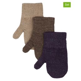 Mikk-line 3er-Set: F&auml;ustlinge in Beige/ Braun/ Dunkelblau - 34% | Gr&ouml;&szlig;e 50-92 | Baby-handschuhe