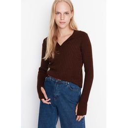 Trendyol Pullover in Braun - 57% | Gr&ouml;&szlig;e S | Damen-pullover-cardigans