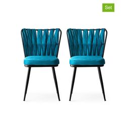 Scandinavia Concept 2er-Set: St&uuml;hle in T&uuml;rkis - (B)43 x (H)82 x (T)43 cm - 75% | Sitzmoebel
