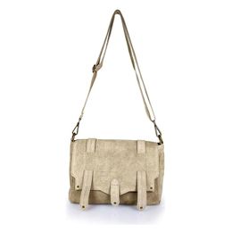 ORE10 Leder-Umh&auml;ngetasche "Sim" in Beige - (B)30 x (H)21 x (T)8 cm - 73% | Damen-taschen