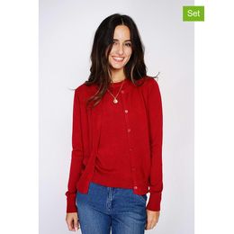 C& Jo 2tlg. Twinset in Rot - 79% | Gr&ouml;&szlig;e 42 | Damen-pullover-cardigans
